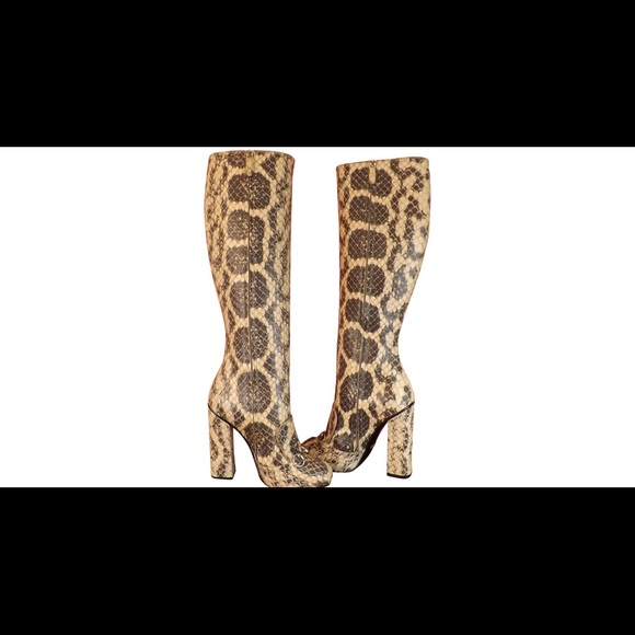Gucci | Shoes | Gucci Leather Snakeskin Anaconda Lilian Tall Boots ...
